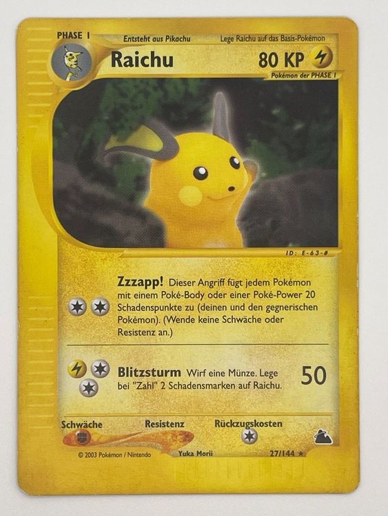 Raichu 27/144 Rare Pokémon Skyridge ab 1.- | Kaufen auf Ricardo