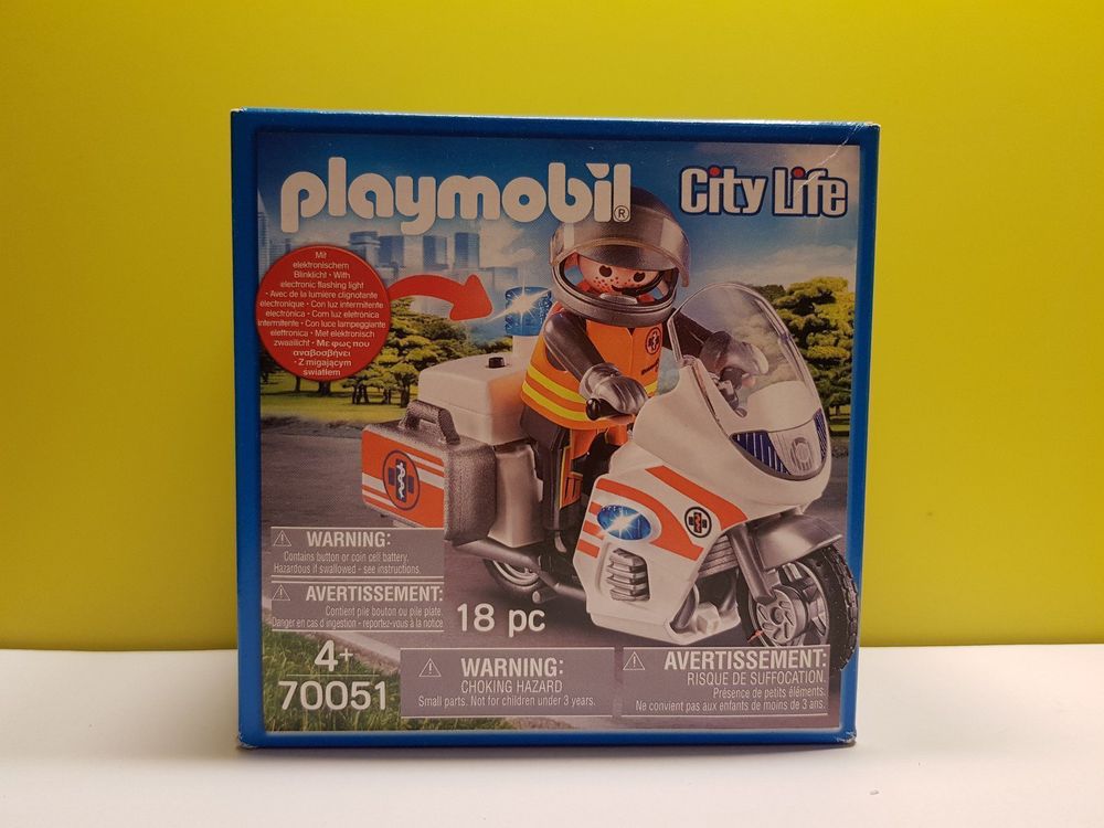 PLAYMOBIL Notarzt-Motorrad mit Blinklich (Neu und originalverpackt) in ...