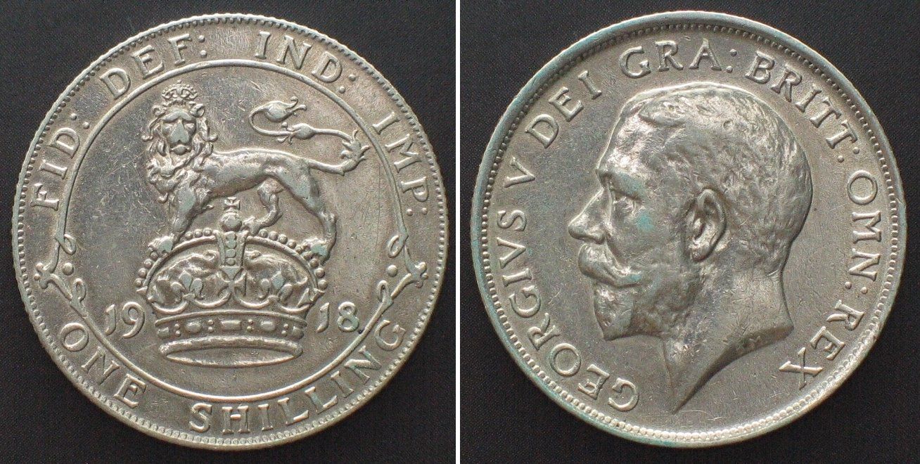 England Shilling 1918 GEORGE V. Silber ERHALTUNG! f.unz (Gebraucht) in ...