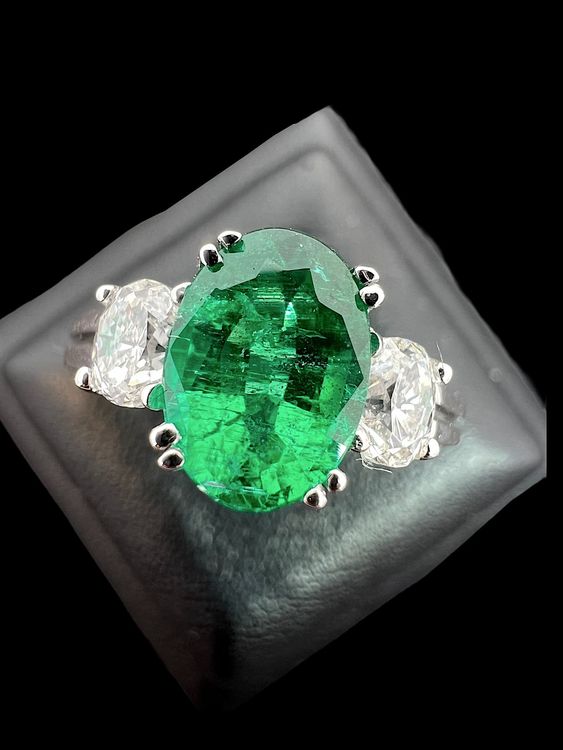 Smaragd 1.54ct Ring mit Diamanten 18k Wg CB Gr 54 *S540 | Kaufen auf Ricardo