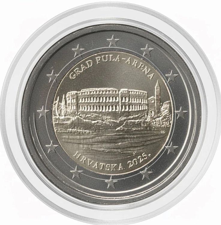 2 Euro Kroatien 2025 Gedenkmünze Pula Arena (Neu (gemäss Beschreibung ...