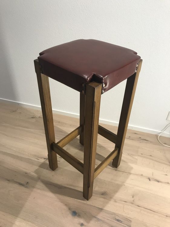 2 x Rare und schöne Design Barhocker in Holz Kunstleder 70er (Gebraucht ...
