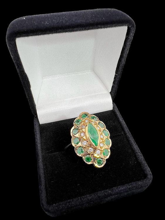 Smaragd 2c und Diamanten 0.25c Ring 18k GG Grösse 56.5 *S797 (Gebraucht ...