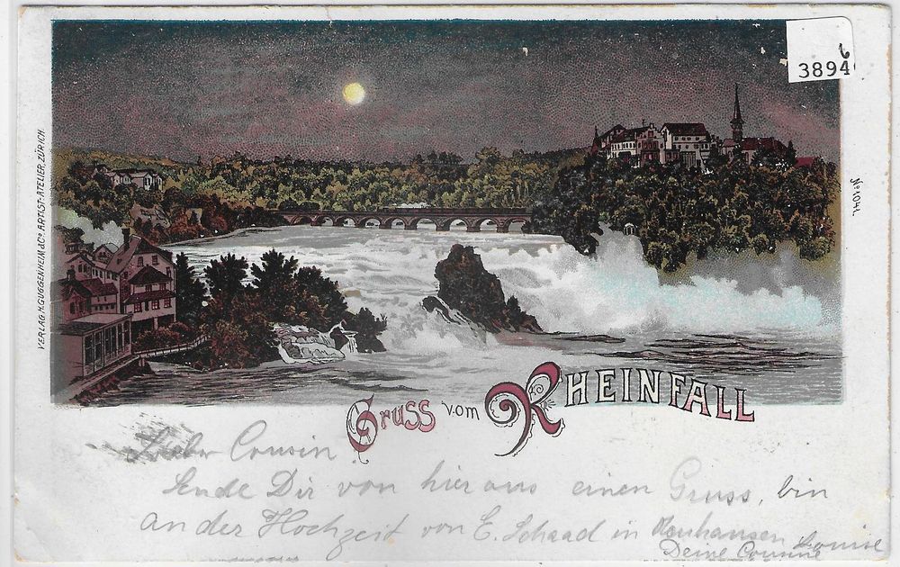 Gruss vom Rheinfall - Mondschein-Litho (Gebraucht) in Ettingen für CHF 4 – mit Lieferung auf ...