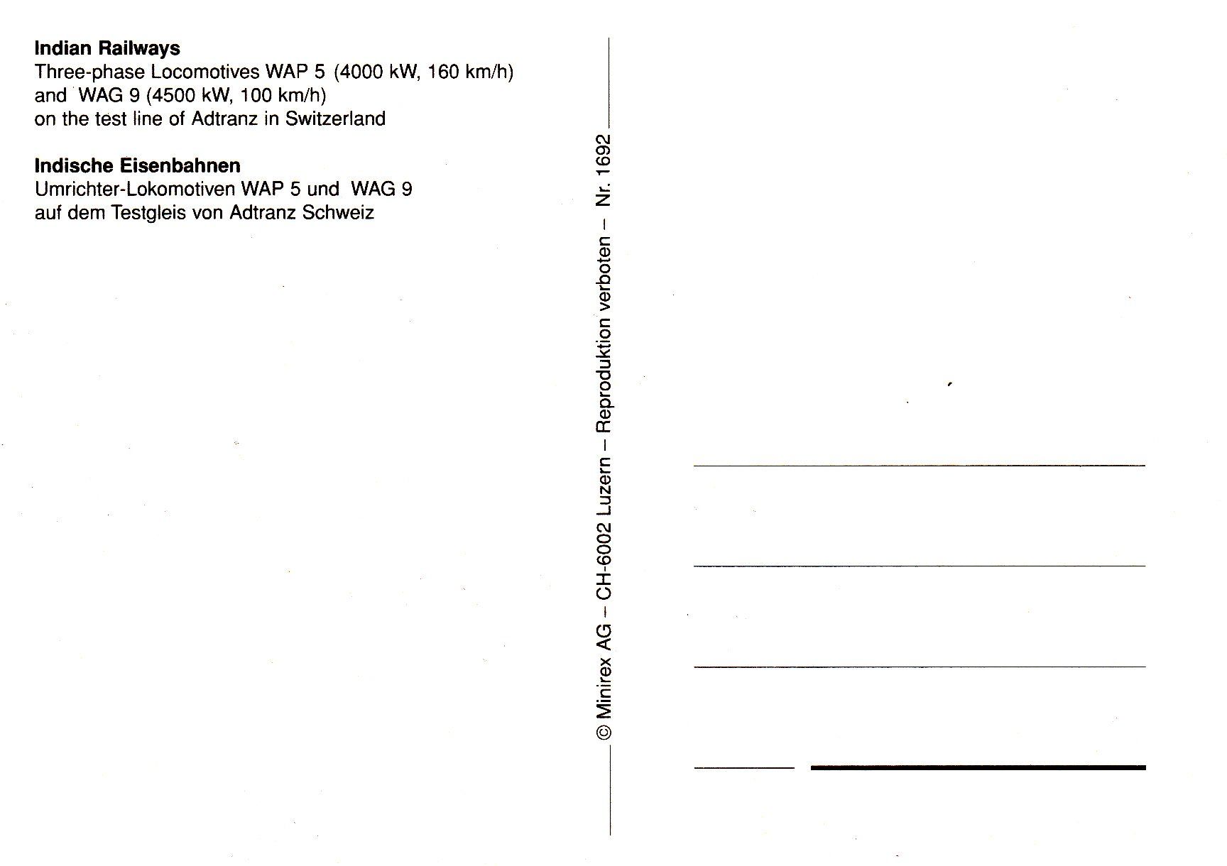 Indien WAP 5 und WAG 9 Testfahrten Schweiz (Gebraucht) in Luzern für ...
