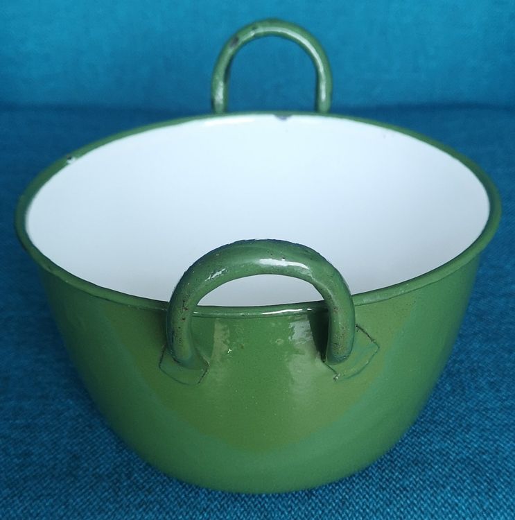 Vintage Topf Pfanne aus Emaille weiss - grün (Gebraucht) in Zürich für ...