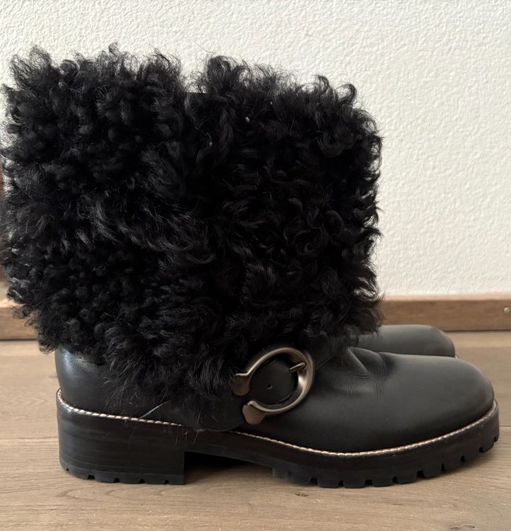 Coach Leighton Shearling Lamb Black Moto Boots (Gebraucht) in Arzier-Le ...
