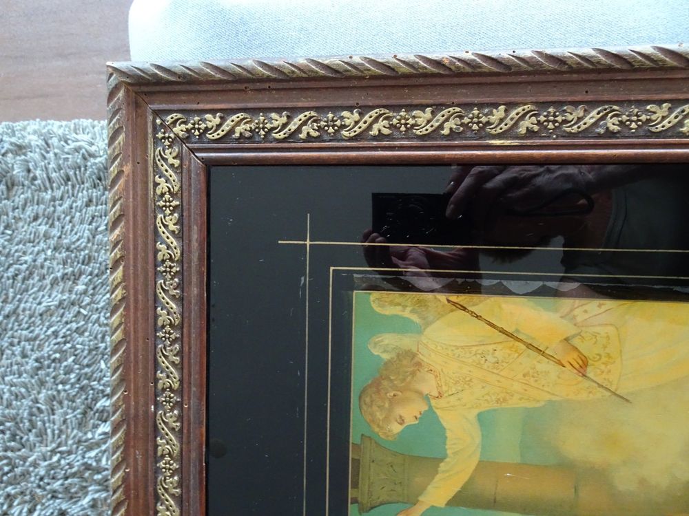 antikes Heiligenbild Lithografie hinter Glas gerahmt | Kaufen auf Ricardo