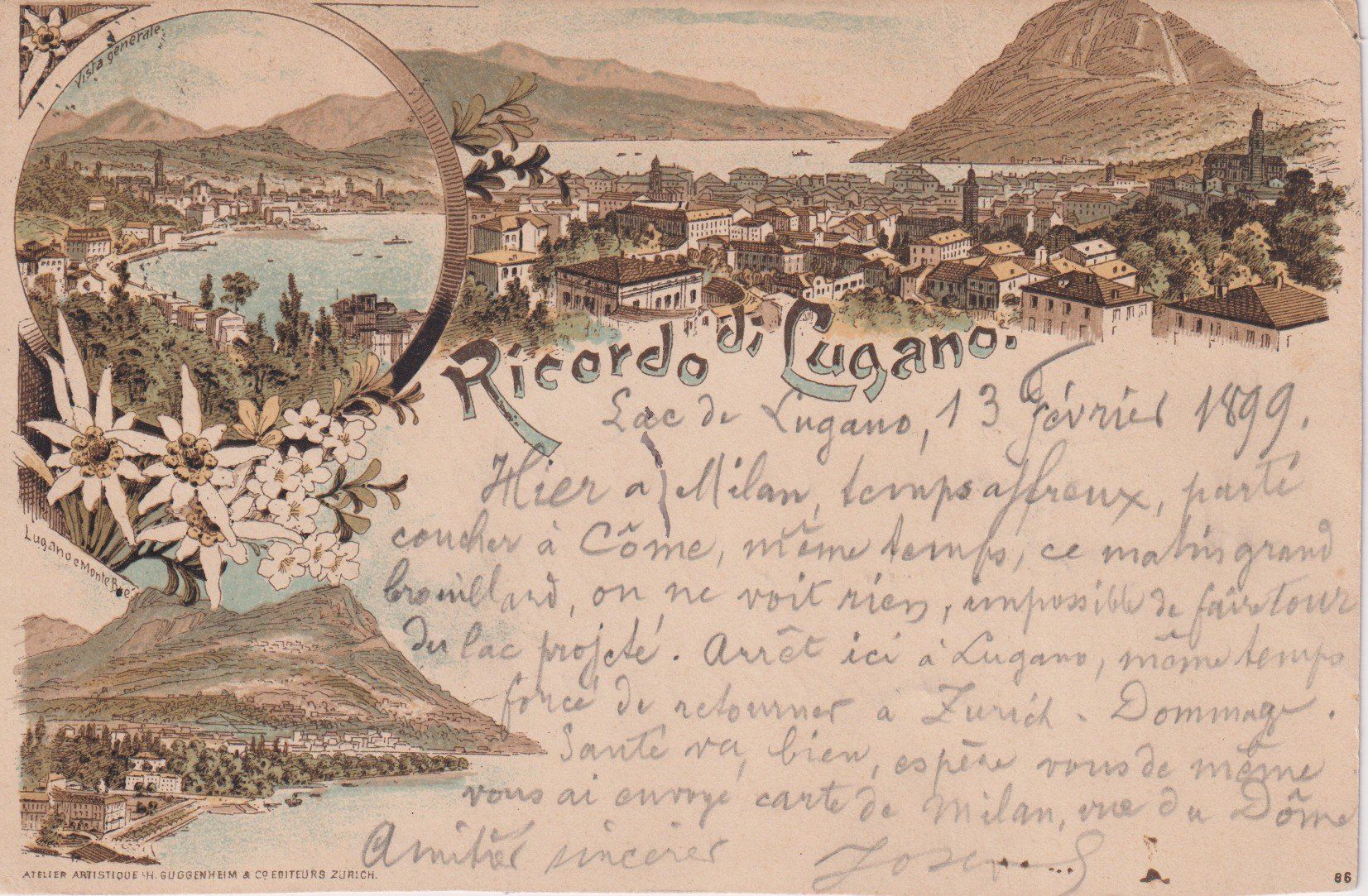 AK Litho Lugano, Ricordo, 1899. (Usato) a Riva San Vitale per CHF 15 ...