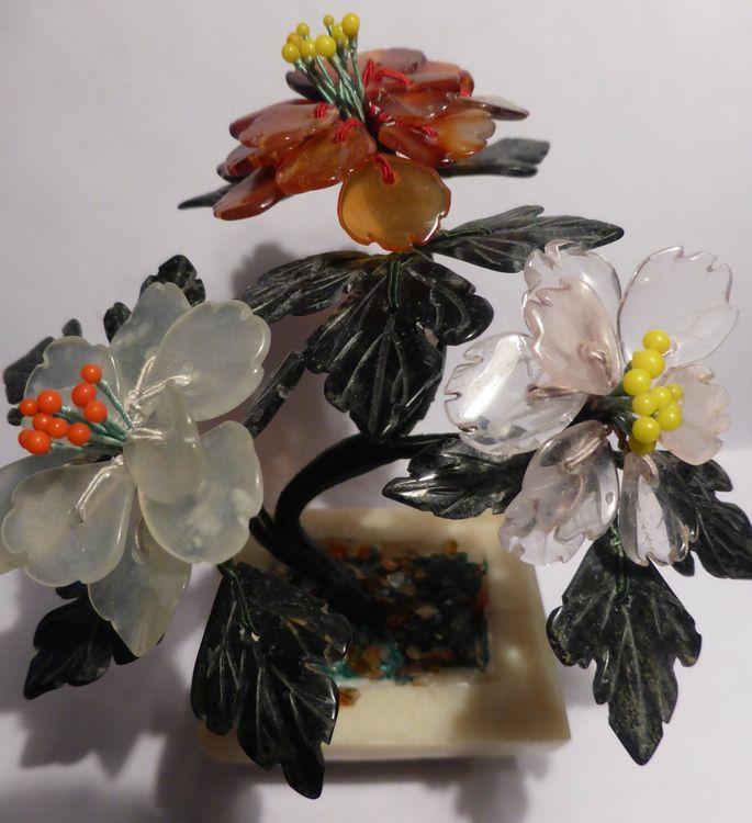 JADE -EDELSTEIN-BLUMEN-10 CM-ECHTER JADE-TOPF UND BLÄTTER (Gebraucht ...