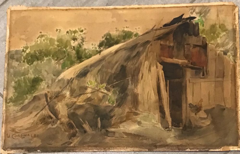 Umberto COROMALDI (1870-1948) Innenhof Aquarell (Gebraucht) in Root für CHF 10 – mit Lieferung ...