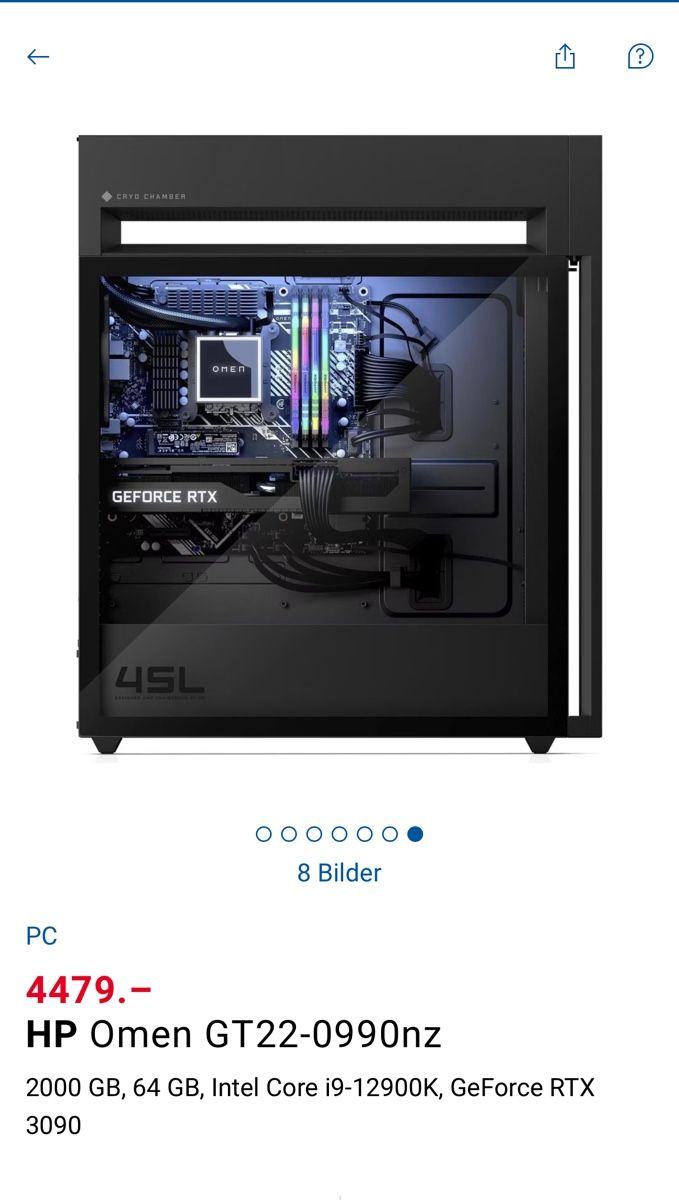 HP Omen GT22-0990nz, i9-12900K, RTX 3090, 64GB RAM Gaming PC (Gebraucht ...