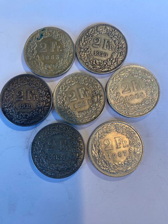 7 Stk 2.- Div Jahre Silber (66) (Gebraucht) in Ballwil für CHF 37 – mit Lieferung auf Ricardo kaufen