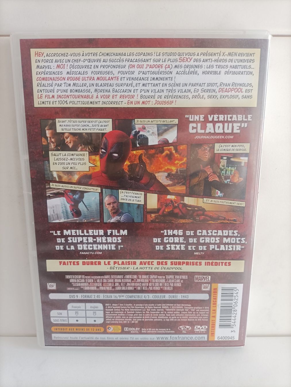 DVD Deadpool (fr/uk) Ryan Reynolds Morena Baccarin (D'occasion) à crans ...