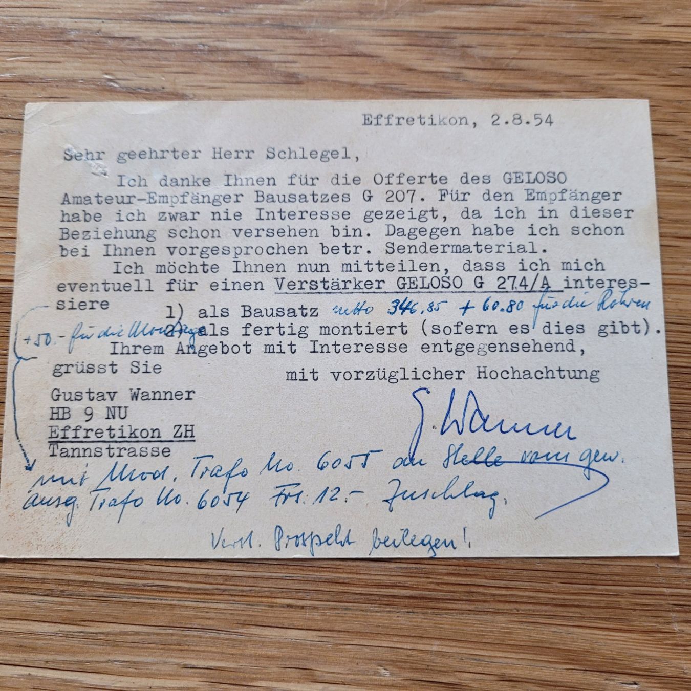 GS Post Karte Lötschental Wallis Winterthur 1954 (Gebraucht) in Biel ...