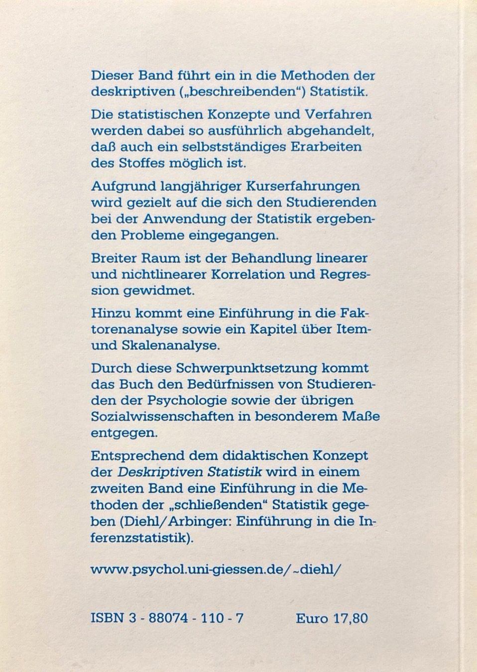 Diehl Joerg M., Deskriptive Statistik (Neu (gemäss Beschreibung)) in Sarnen für CHF 5.5 – mit ...