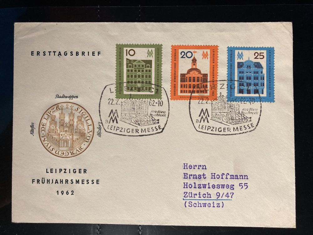 DDR 1962 Ersttagsbrief Satz Leipziger Frühjahrsmesse gelauf. (Gebraucht) in Liestal für CHF 1 ...
