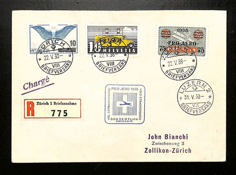 1938 Flugpost F26 PRO AERO. ZÜRICH | Kaufen auf Ricardo