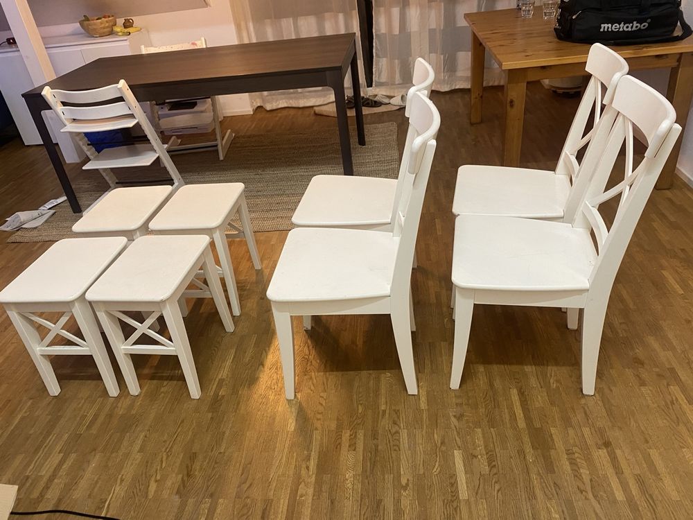 Ikea Ingolf Stühle weiss/ Ikea I ingolf Hocker weiss (Gebraucht) in Gebenstorf für CHF 100 – nur ...