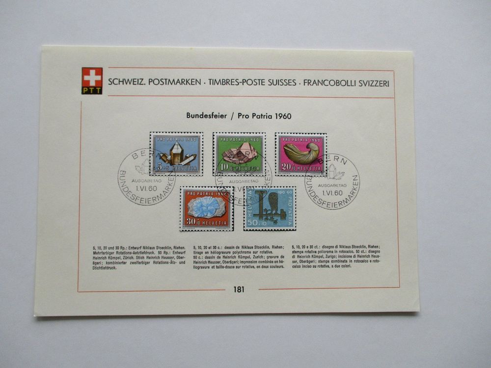 PTT Sammelblatt Pro Patria 1960 (Neu (gemäss Beschreibung)) in Langnau b. Reiden für CHF 1.5 ...