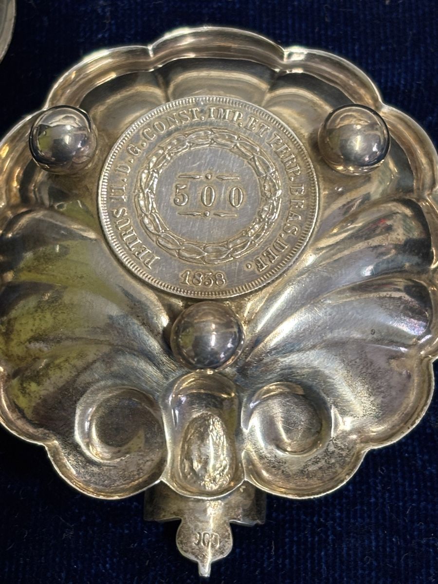 Antikes Silber-Set mit 500 Réis Münze (Brasilien 1858) – 900 (Neu ...