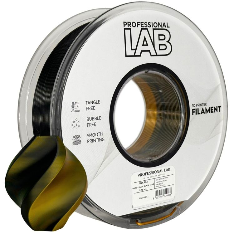 PLA Silk Dual Color Filament, 1.75 mm, 1 kg, schwarz, gold (Neu und ...