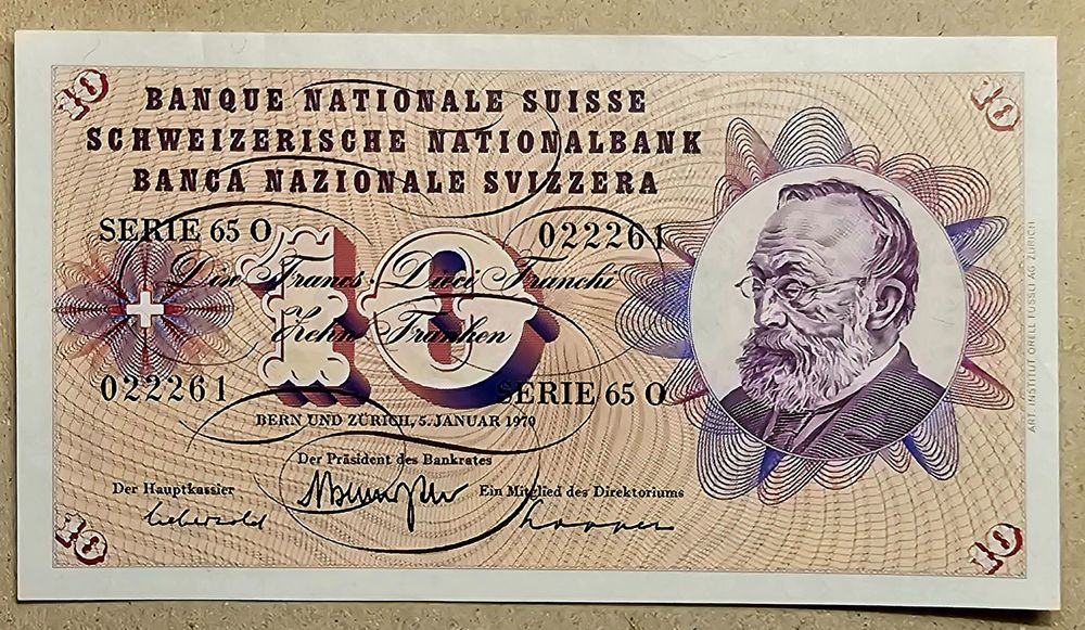 Suisse - 1970 - 10 francs (SPL/VZ) (D'occasion) à Bullet pour CHF 8.4 ...