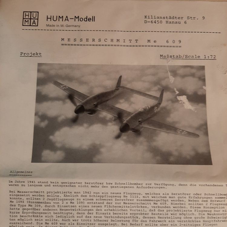 3613 ... Messerschmitt Me 609 ... Huma | Kaufen auf Ricardo