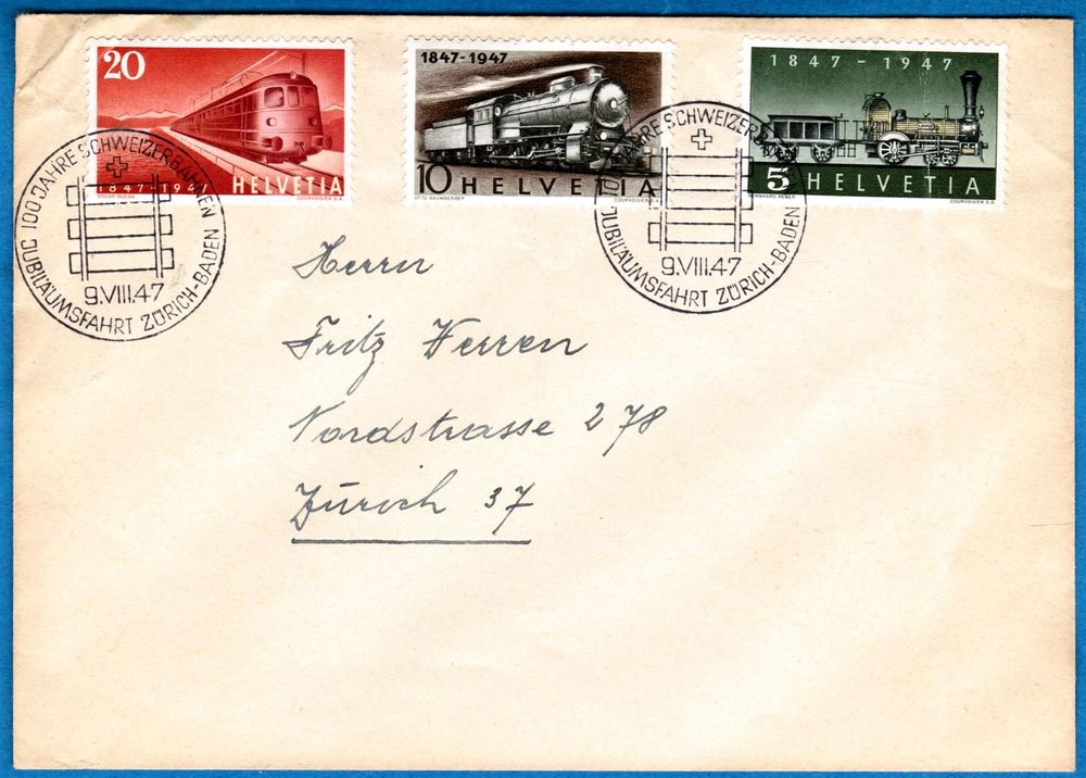1947 FDC 100 Jahre Schweiz. Eisenbahnen | Kaufen auf Ricardo