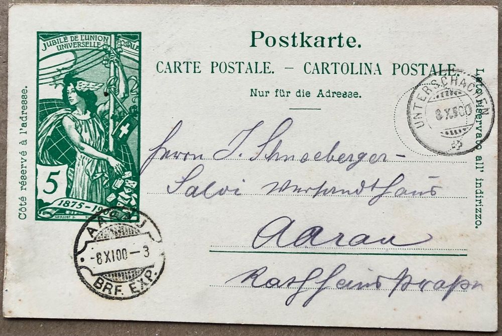 Postkarte UPU Unterschächen 1900 (Gebraucht) in Horw für CHF 7 – mit Lieferung auf Ricardo kaufen