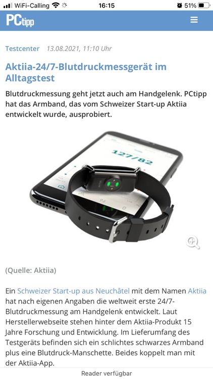 Aktiia Blutdruckmessgerät mit Armband (Gebraucht) in Laufen für CHF 89 ...