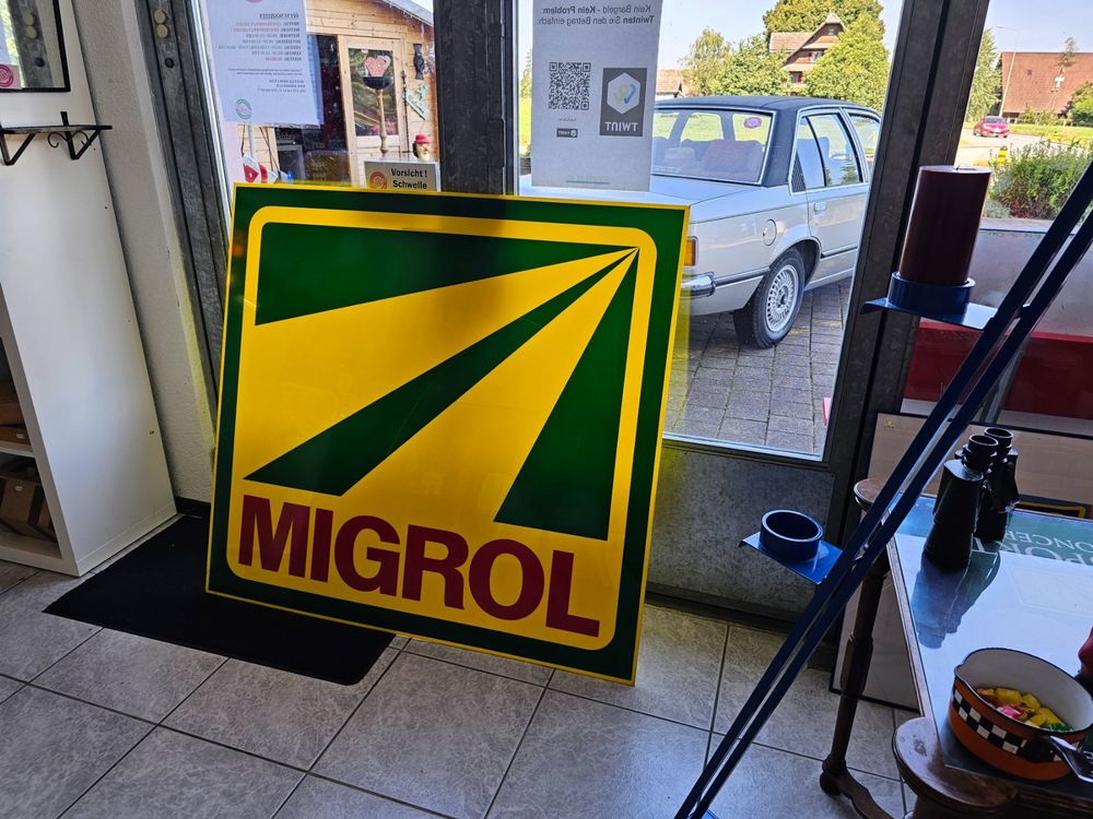 1970s Acryl MIGROL Migros Tankstellen Tafel Reklame Schild (Gebraucht ...