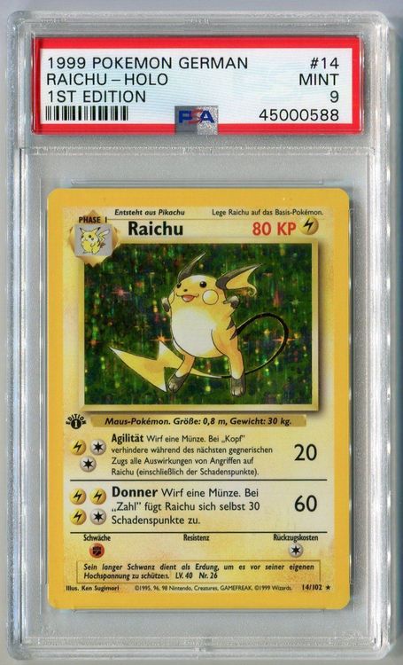 PSA 9 Raichu Holo Basis Set 1.Edition | Kaufen auf Ricardo