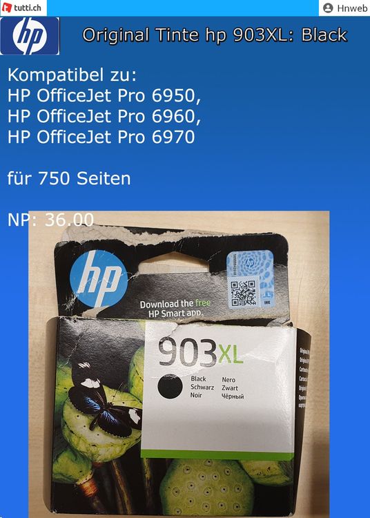 hp Tinte 903XL Black | Kaufen auf Ricardo