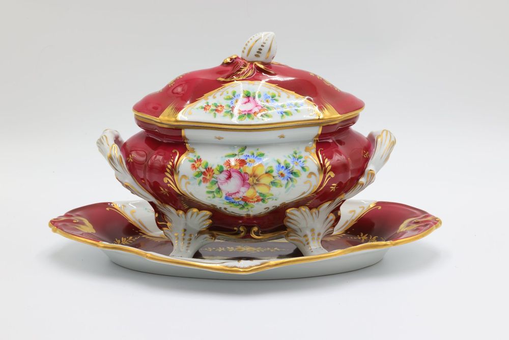 Soupière en porcelaine de Couleuvre (France) décorée main (Gebraucht ...