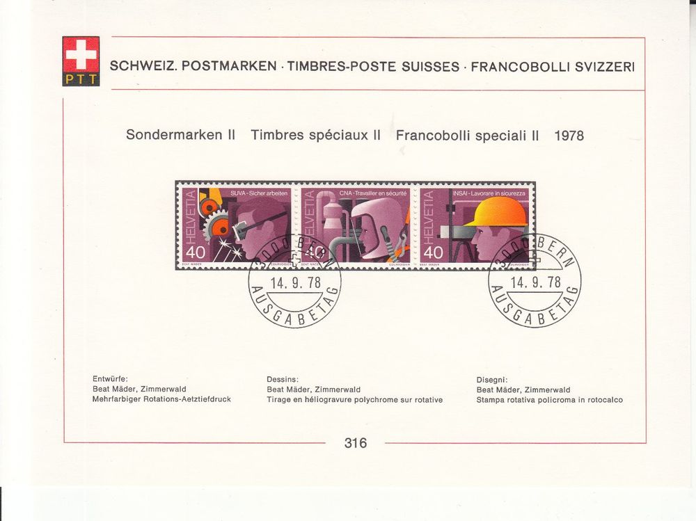 Sammelblätter PTT SBK 316 mit ET (Gebraucht) in Bürglen TG für CHF 0.9 – mit Lieferung auf ...