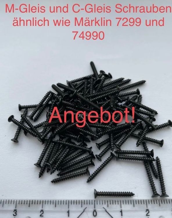 100 St. GLEISSCHRAUBEN für MÄRKLIN M / C GLEIS ähnlich 7299 (Neu ...