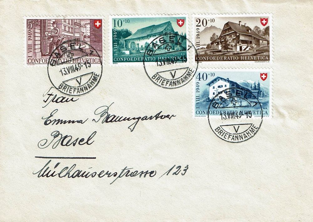 AVEN/Satzbrief Pro Patria B42-B45 oblit. Basel 1 | Kaufen auf Ricardo