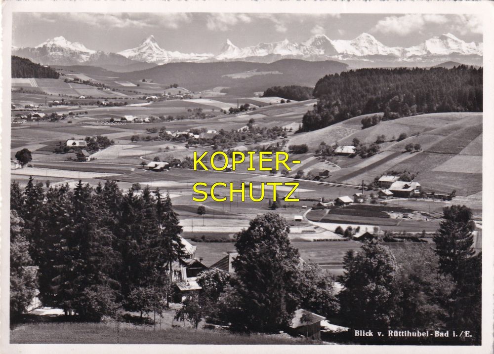 Blick vom Rütihubel-Bad Richtung Biglen und die Alpen /mp (Gebraucht ...
