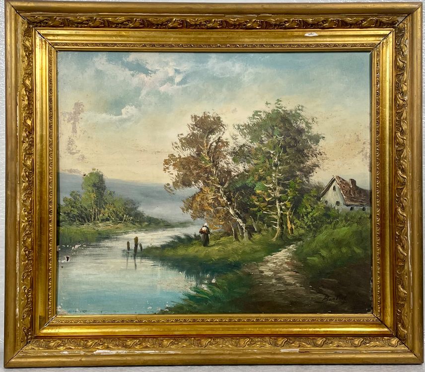 Antike Landschaft Gemälde signiert Berbert | Kaufen auf Ricardo