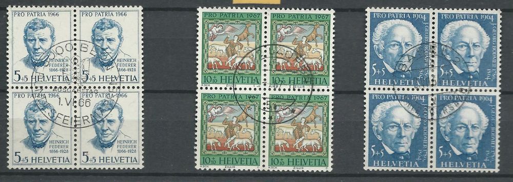 3 blocs de 4 Pro Patria 1964,1966,1967, oblitérés | Kaufen auf Ricardo