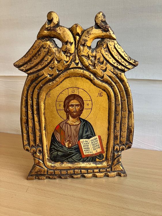Byzantinische Ikone, Jesus Christus, Holz, Handarbeit (Gebraucht) in Dornach für CHF 170 – mit ...