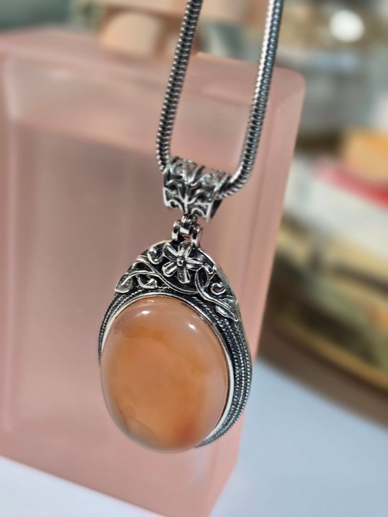 Pendentif Vintage avec une Pierre Naturelle Rose Rouge Pâle (Gebraucht ...