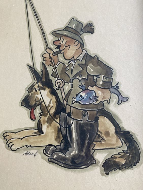Fischer mit Hund von Milo Naef Wattwil Toggenburg (Gebraucht) in ...