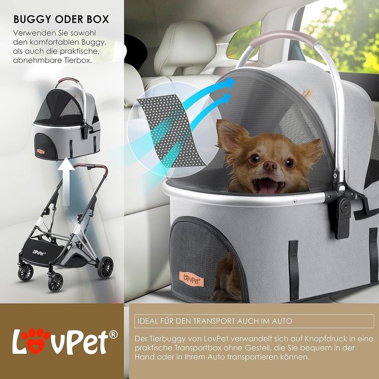 Hundewagen 3in1 faltbar bis 20Kg grau (Neu und originalverpackt) in ...