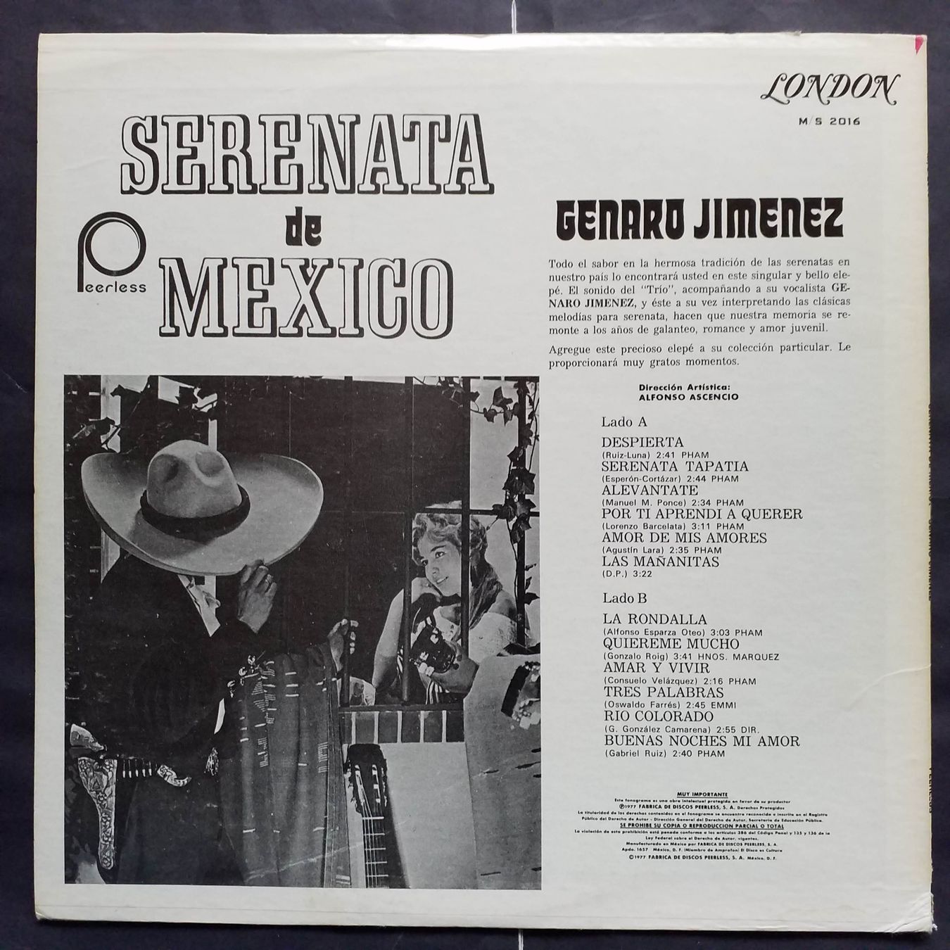 GENARO JIMENEZ, serenata de Mexico - 1977 press - NEW - (Neu (gemäss ...