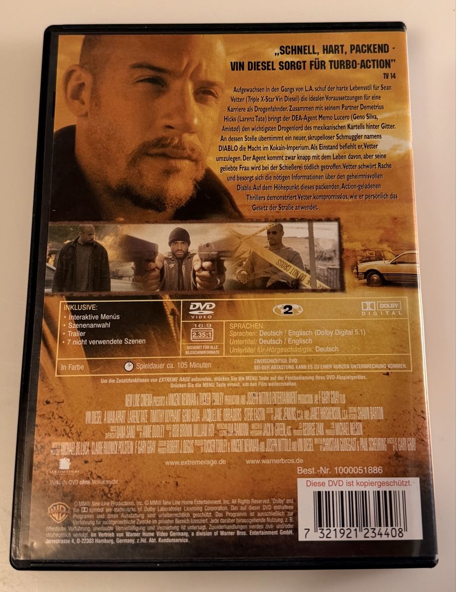 Extreme Rage - Vin Diesel Action DVD - Top Zustand! (Gebraucht) in Wila ...