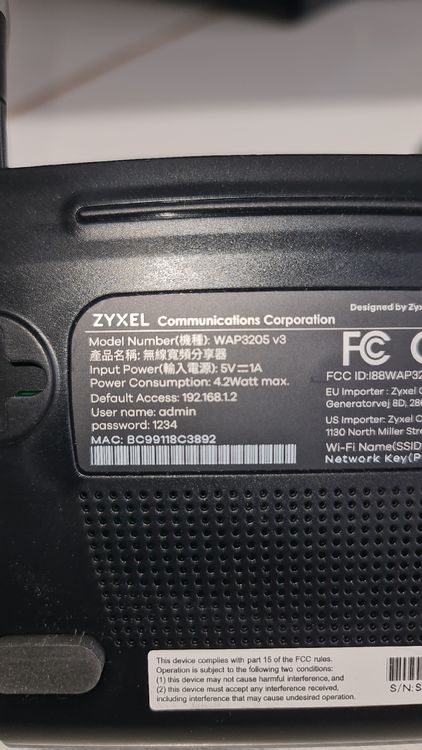 ZyXEL WAP3205 v3 WLAN Router/Access Point/Univ. Repeater (Usato) a Horw ...