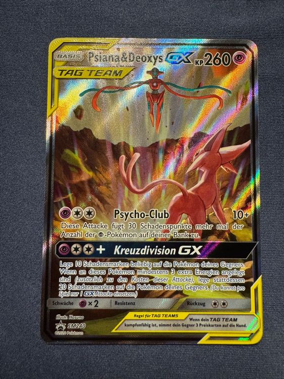 Pokemon Psiana & Deoxys Tag Team GX Fullart Promo SM240 DE (Gebraucht ...
