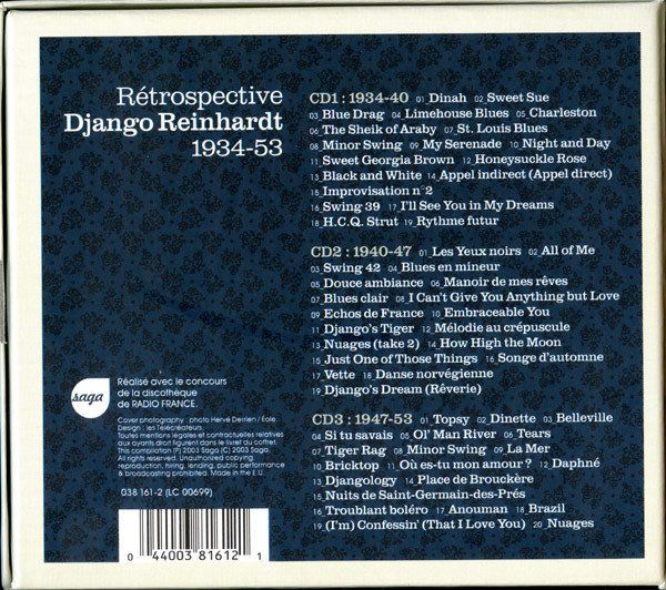 Django Reinhardt RÉTROSPECTIVE 1934-53 Roger Guérin Jazz 3CD (Gebraucht ...